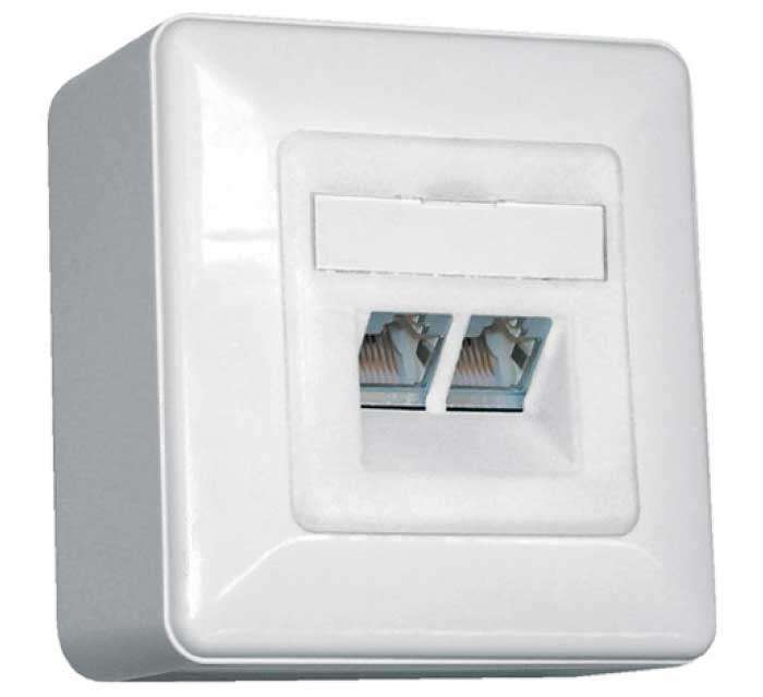 BTR Netzwerkdose, Datendose, Cat.6, 2-fach, AP, reinweiß | ITguru24