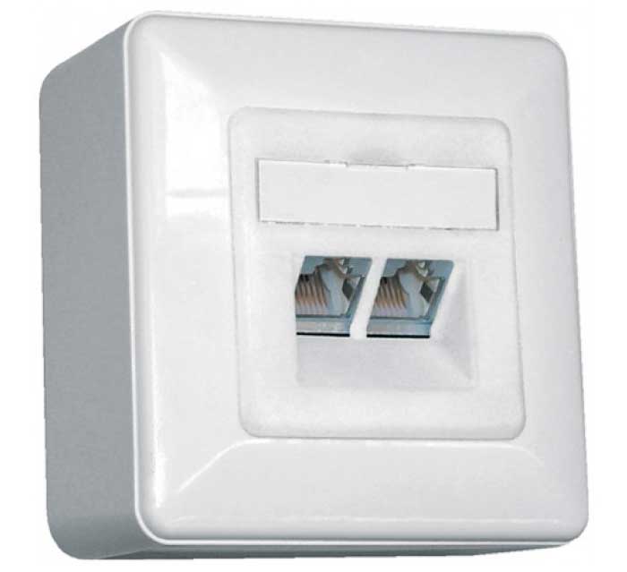 BTR Netzwerkdose, Datendose, Cat.6, 2-fach, AP, reinweiß | ITguru24